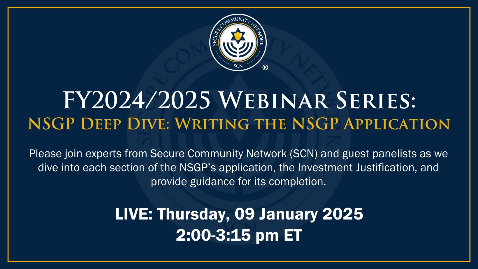 Network of Jewish Human Service Agencies - Upcoming Webinar: NSGP Deep ...